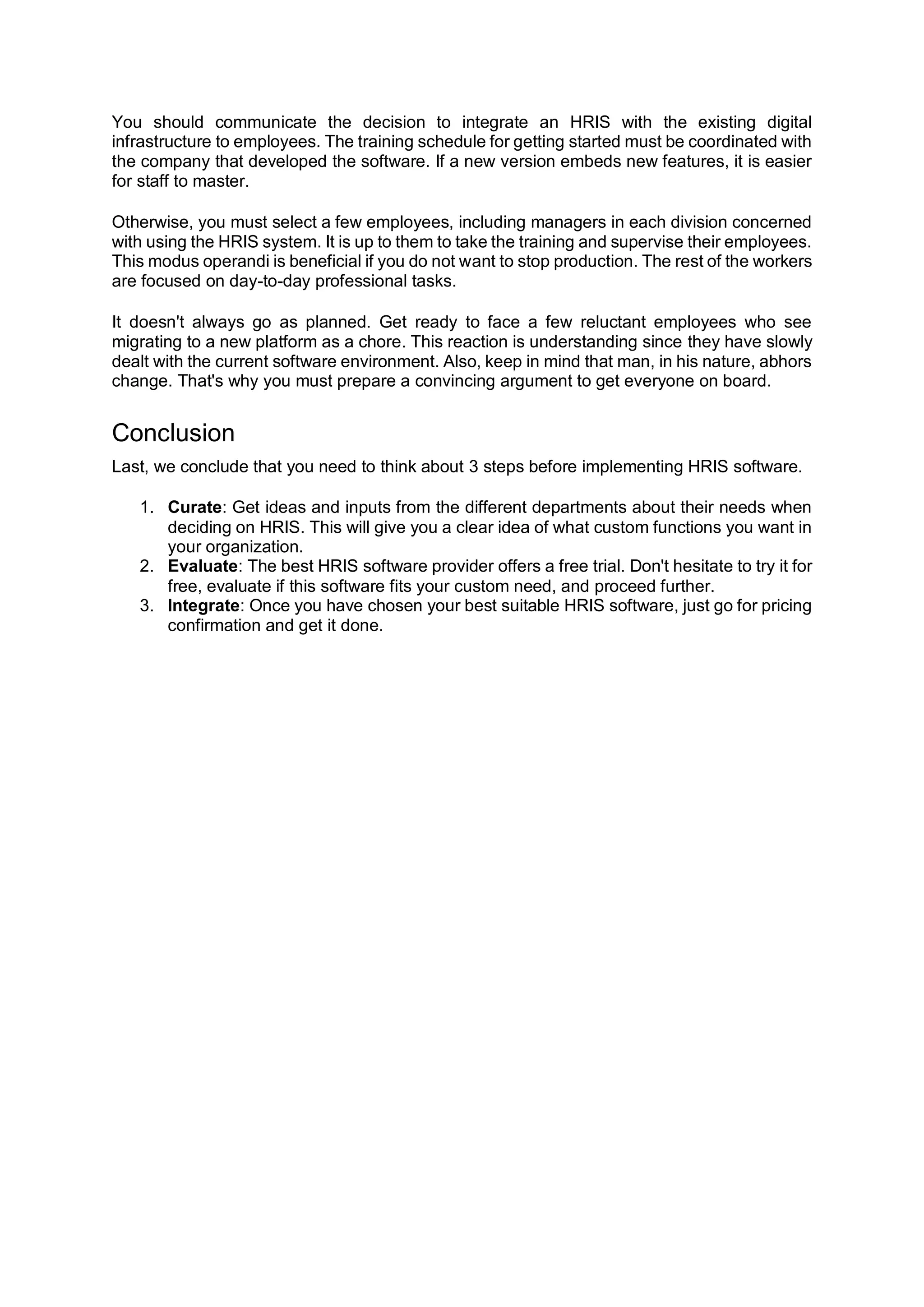 3 Steps - Setup an HRIS in your Company | PDF