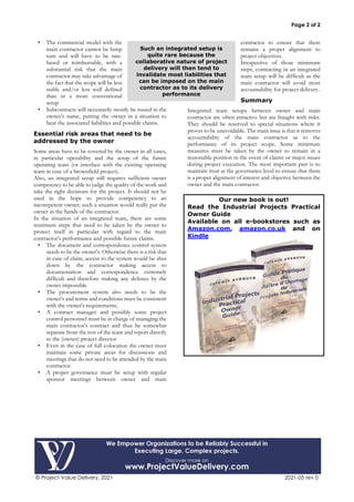 How To Setup An Integrated Owner Main Contractor Team When It Is ...