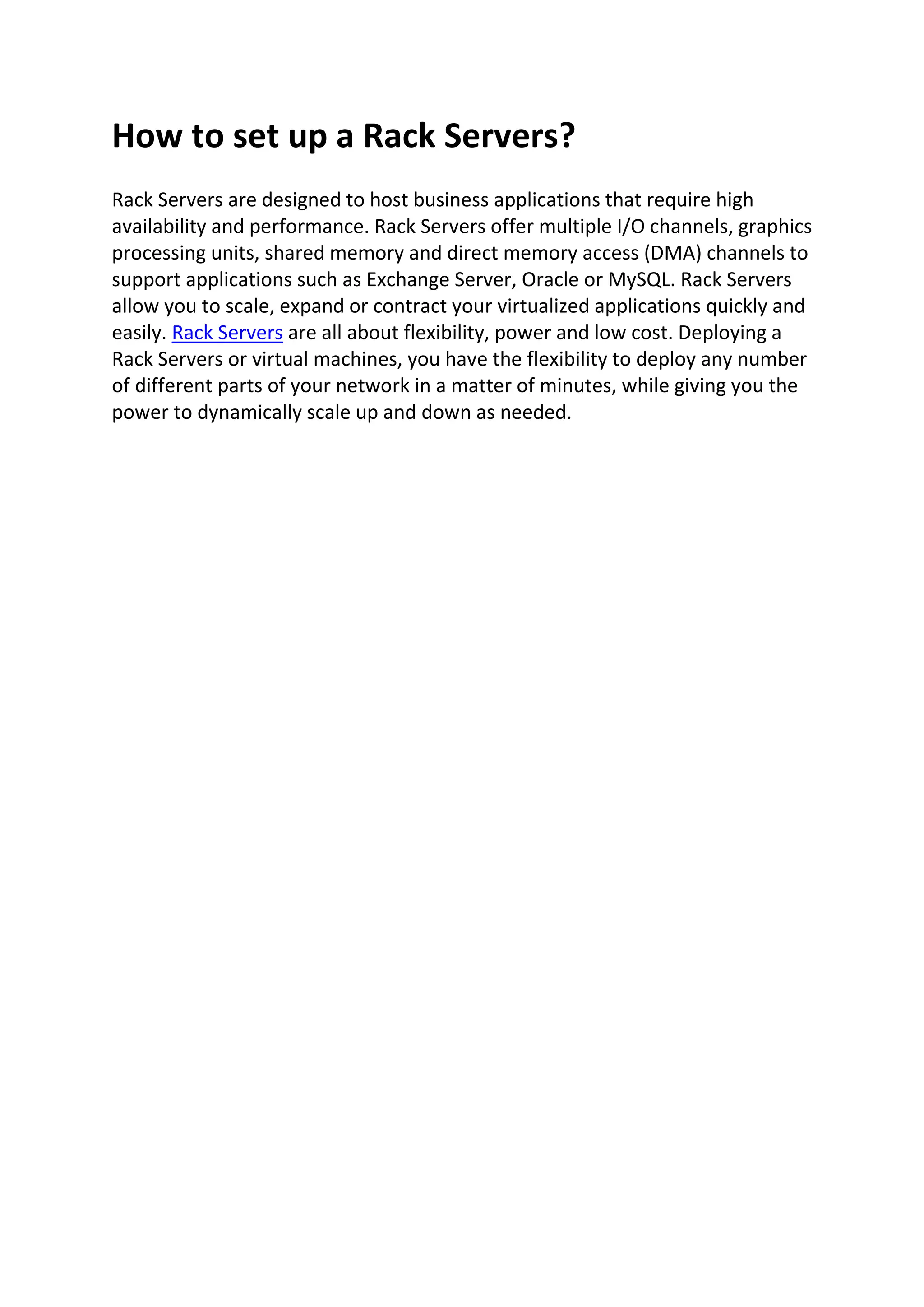 How to set up a Rack Servers | PDF