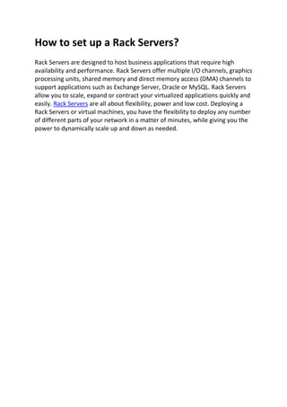 How to set up a Rack Servers | PDF