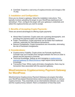 How to Set up Crypto Payment Gateway on WooCommerce | PDF
