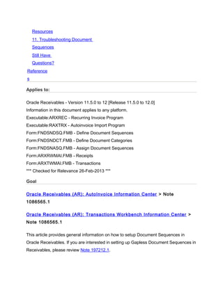 How to setup document sequences in receivables | DOC
