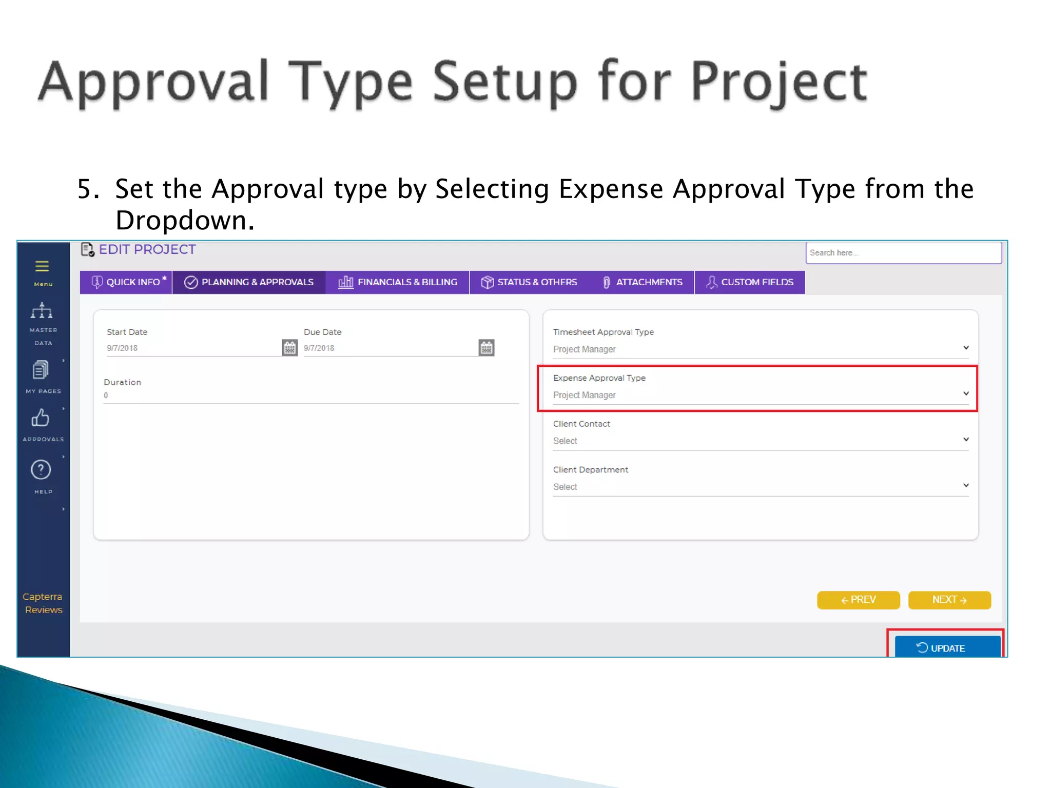 how to setup expense sheet approval type in project edit | PPT
