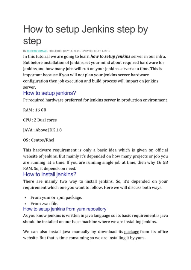 How to setup jenkins | PDF