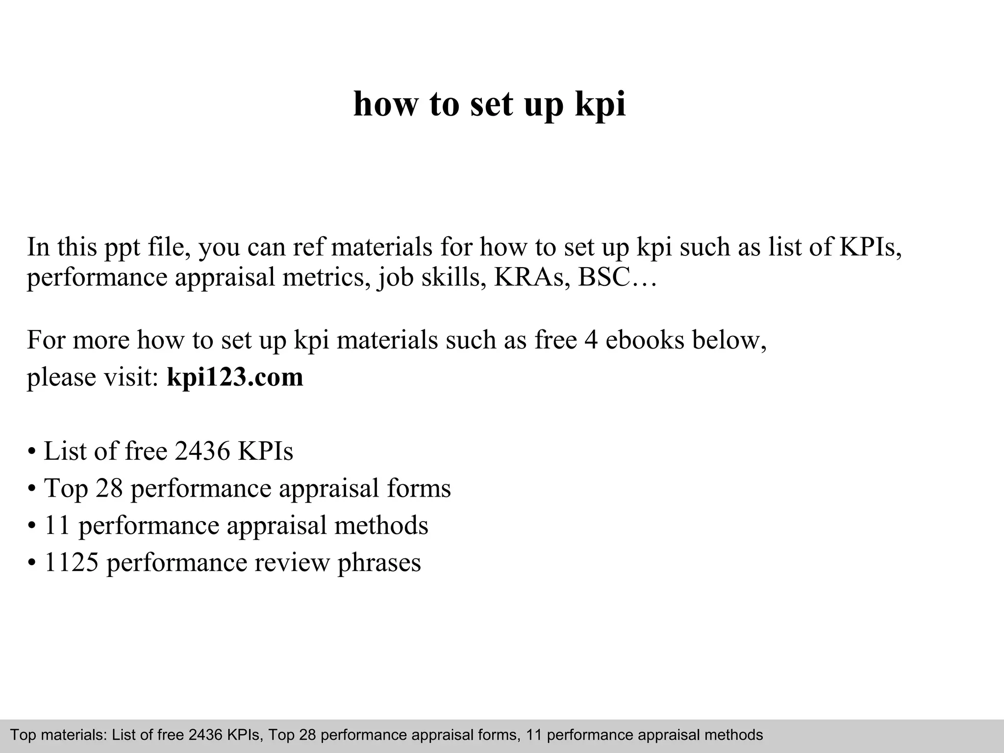 How to set up kpi | PPT | Resume Writing and Advice | Job Search
