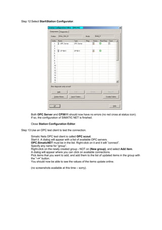 How to set up opc with simatic net | DOC