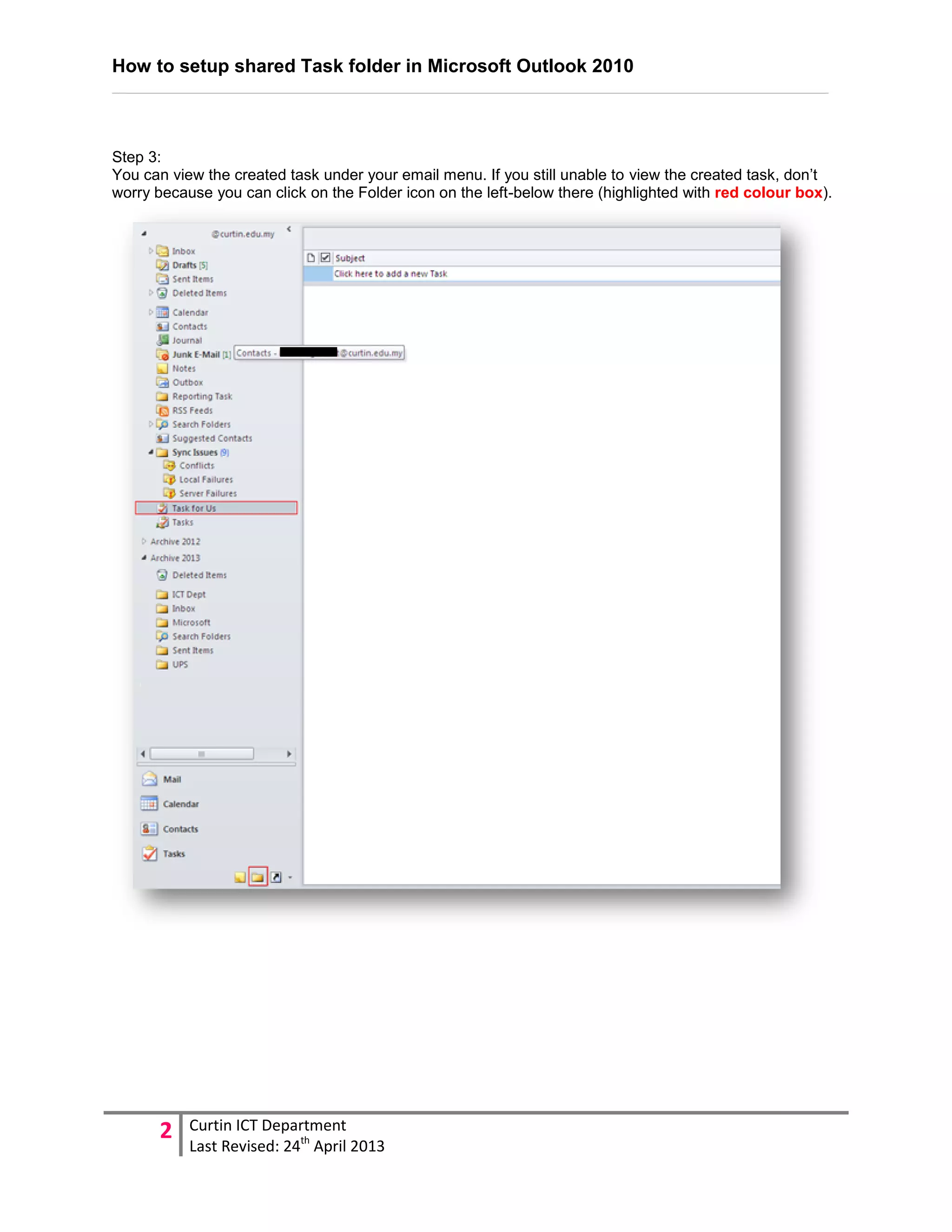 How to setup_shared_task_outlook2010 | PDF