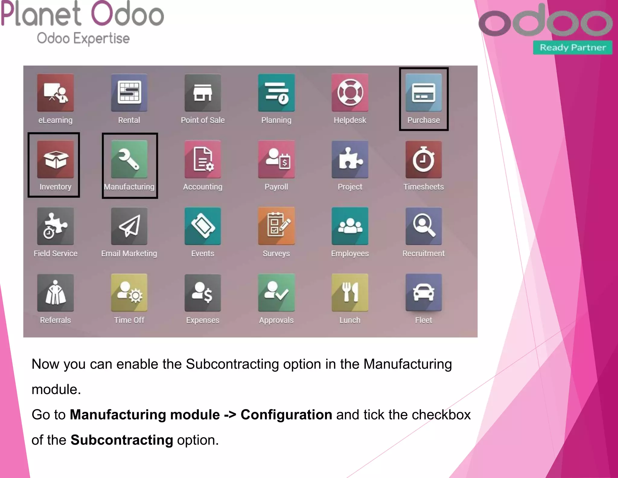 How to set up subcontracting in odoo 13 manufacturing | PPT