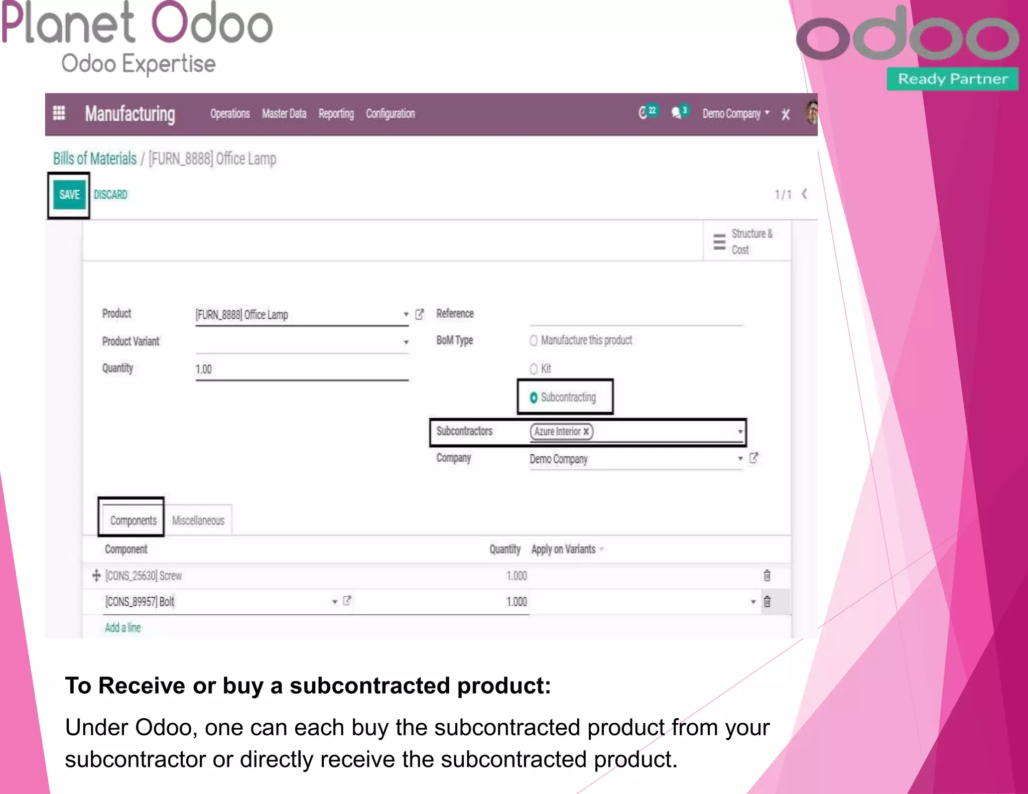How to set up subcontracting in odoo 13 manufacturing | PPT
