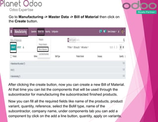 How to set up subcontracting in odoo 13 manufacturing | PPT