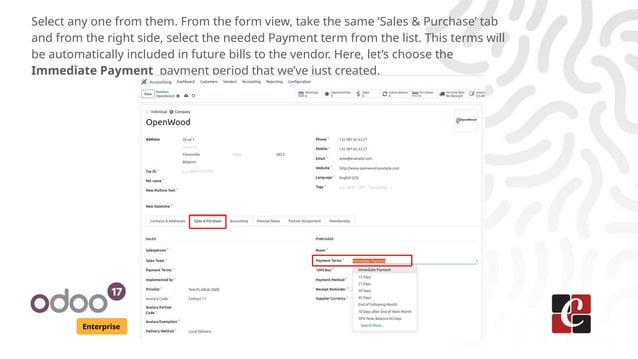 How to setup the payment terms in Odoo 17 Accounting | PPT