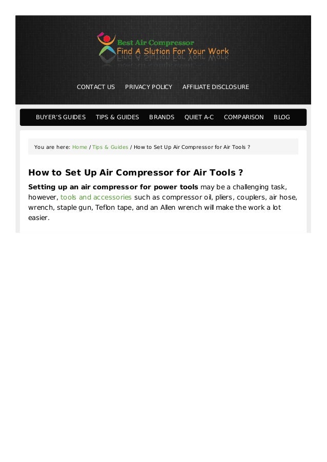 How to Set Up Air Compressor for Air Tools