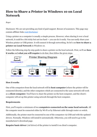 How to Share and configure a Printer in a network. | PDF