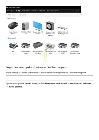 How to Share and configure a Printer in a network. | PDF