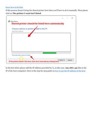 How to Share and configure a Printer in a network. | PDF