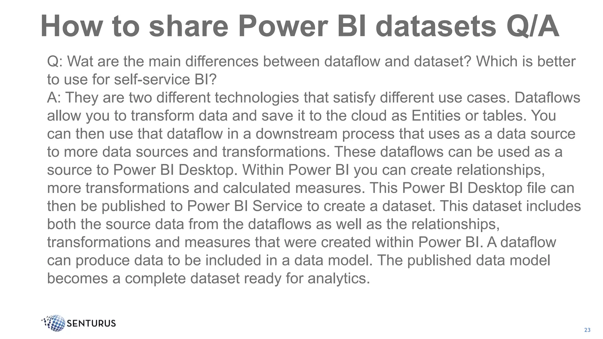 How to Share Power BI Datasets: Dataflows and Certified Datasets | PPT