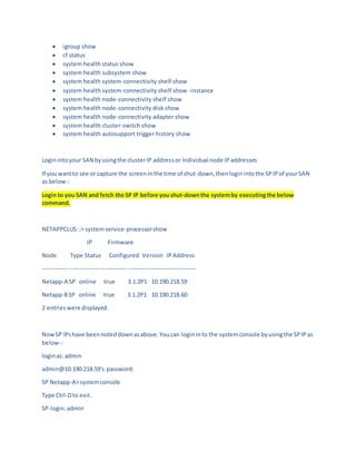 How to shutdown the Netapp SAN 8.3 and 9.2 version | DOCX