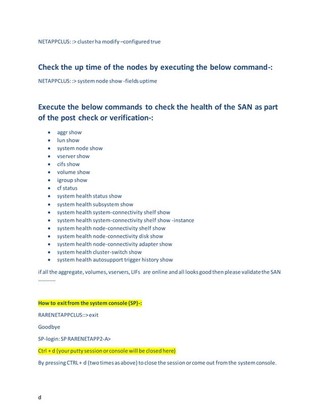 How To Shut Down Netapp San 92 Cluster Mode Version1 Docx Operating Systems Computer