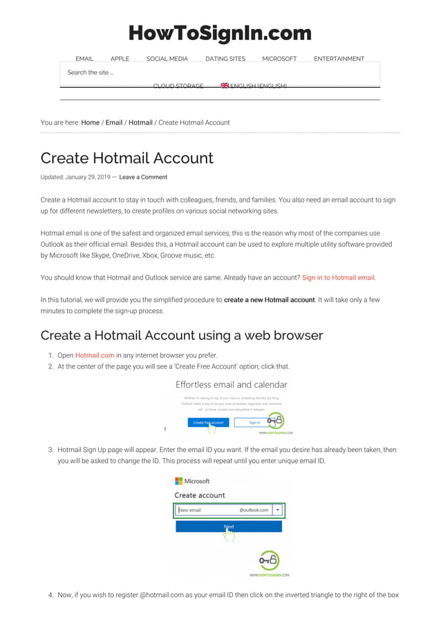 Create a Hotmail Account | PDF