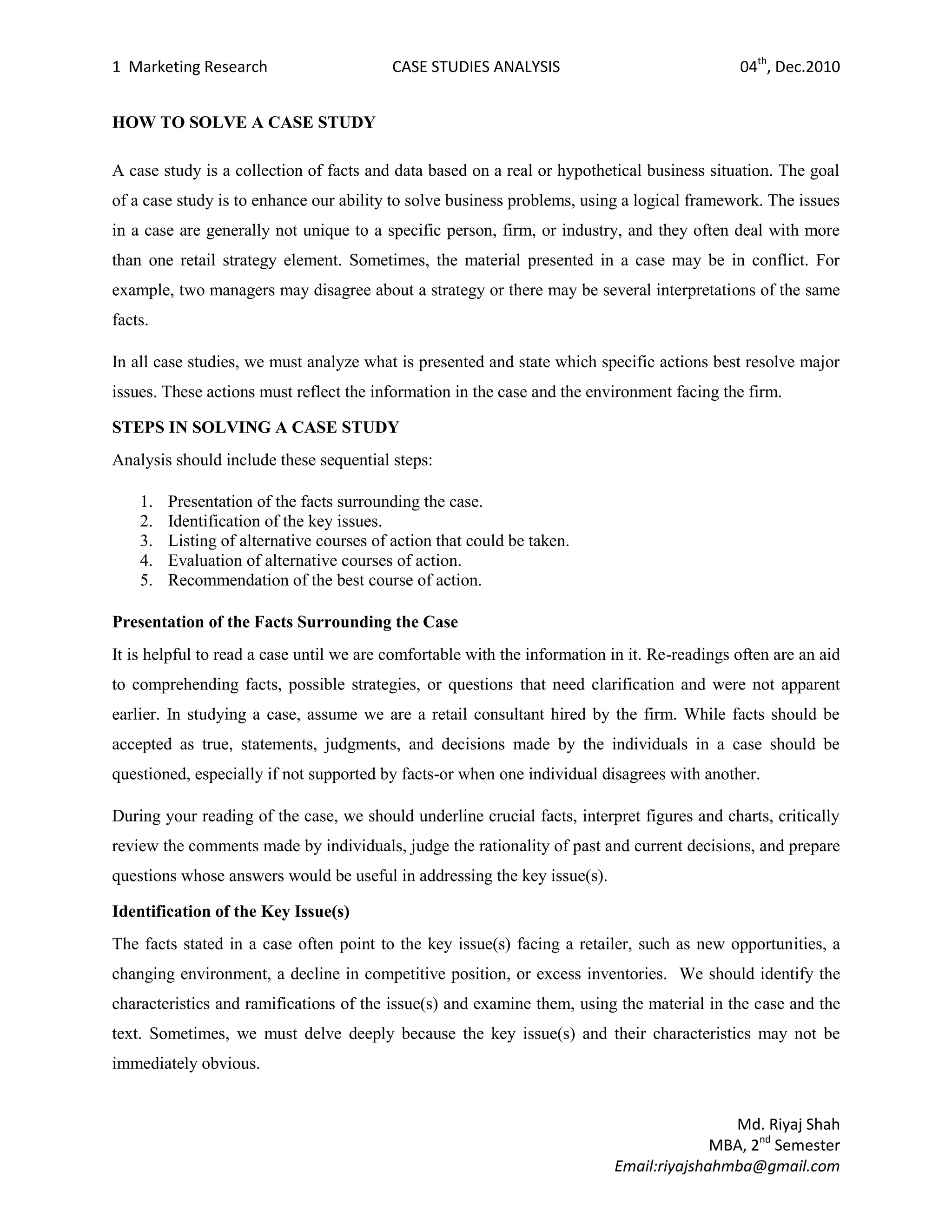 How to solve a case study? | DOCX