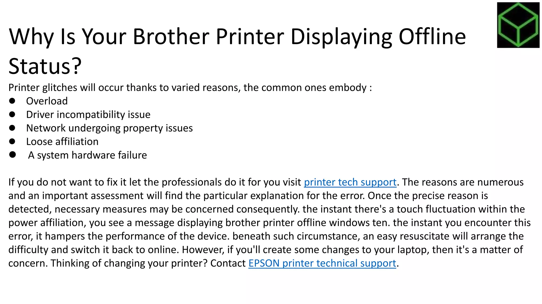 How to solve brother printer offline problem | PPTX
