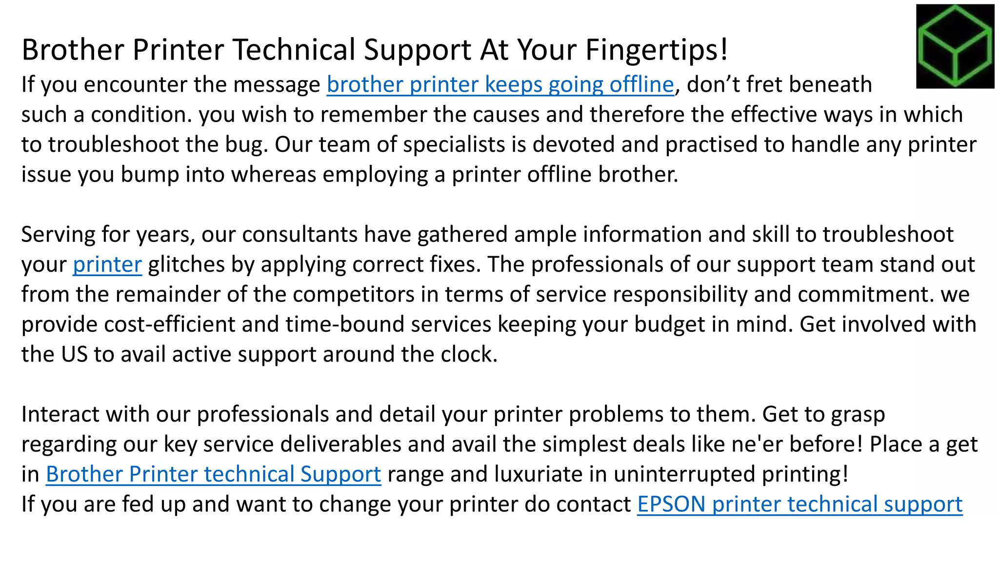 How to solve brother printer offline problem | PPTX