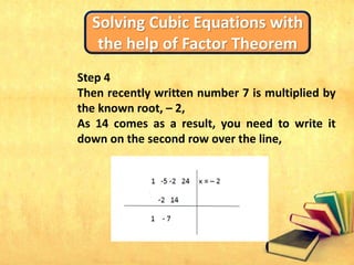 Solving cubic equations with the help of factor theorem | PPTX