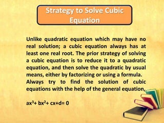 Solving cubic equations with the help of factor theorem | PPTX