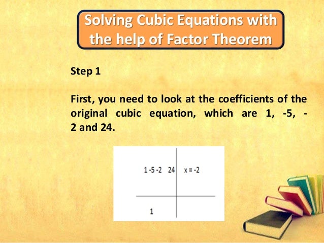 Solving cubic equations with the help of factor theorem