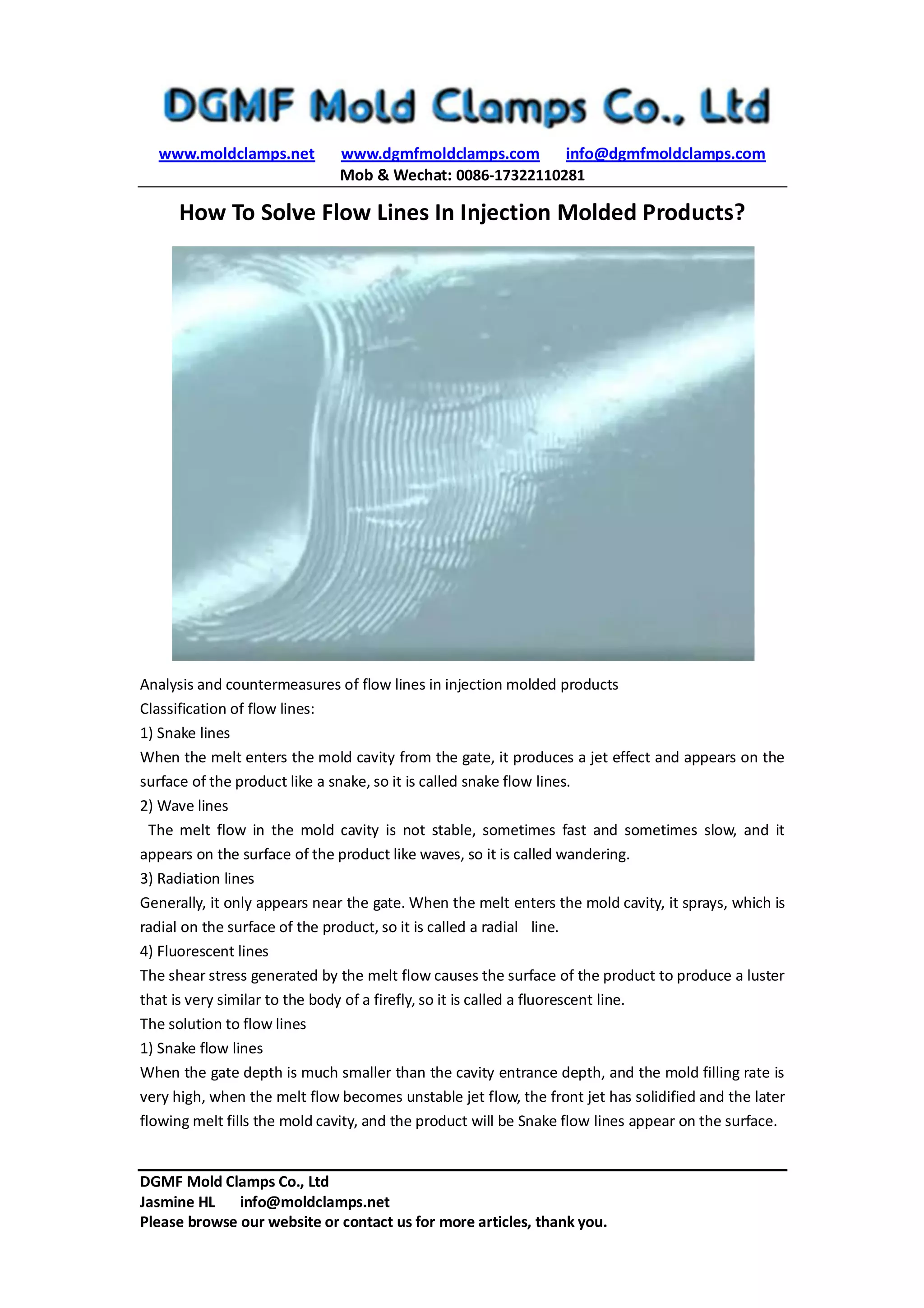 How to solve flow lines in injection molded products? | PDF | Chemistry ...