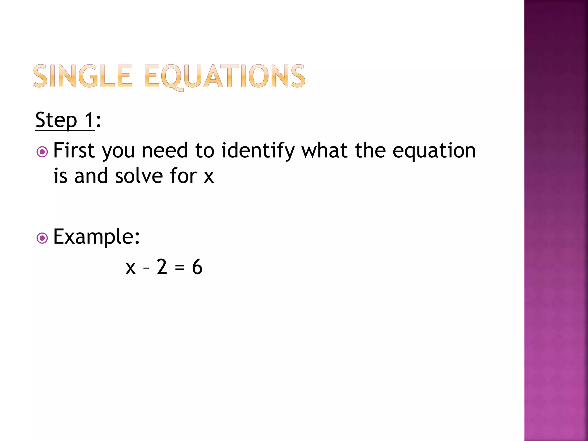 How to solve single and double equations | PPTX