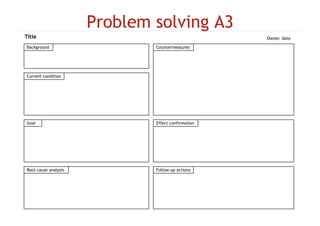 Problem Solving A3 - How to solve tough impediments | PDF