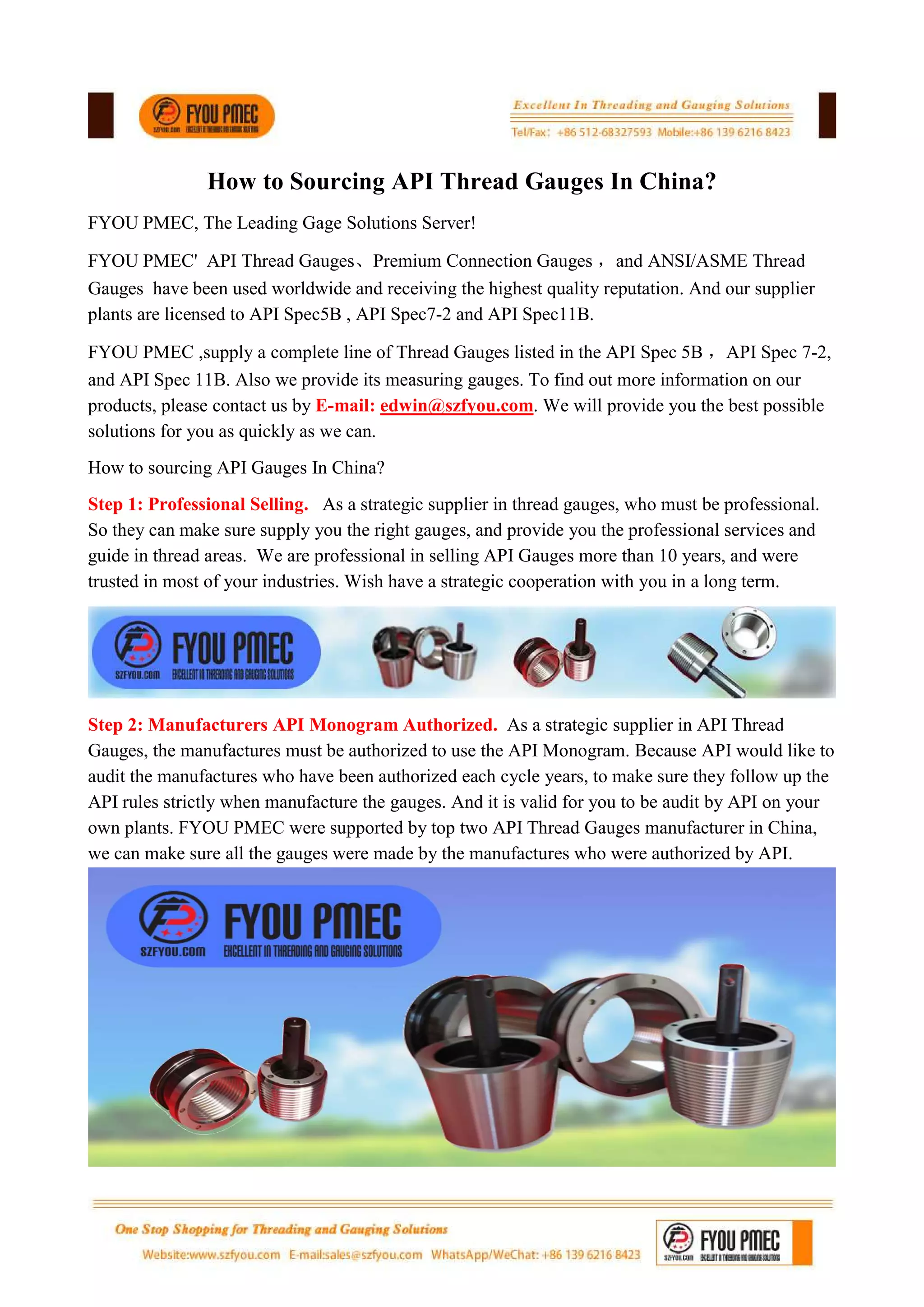 How to sourcing api thread gauges | PDF