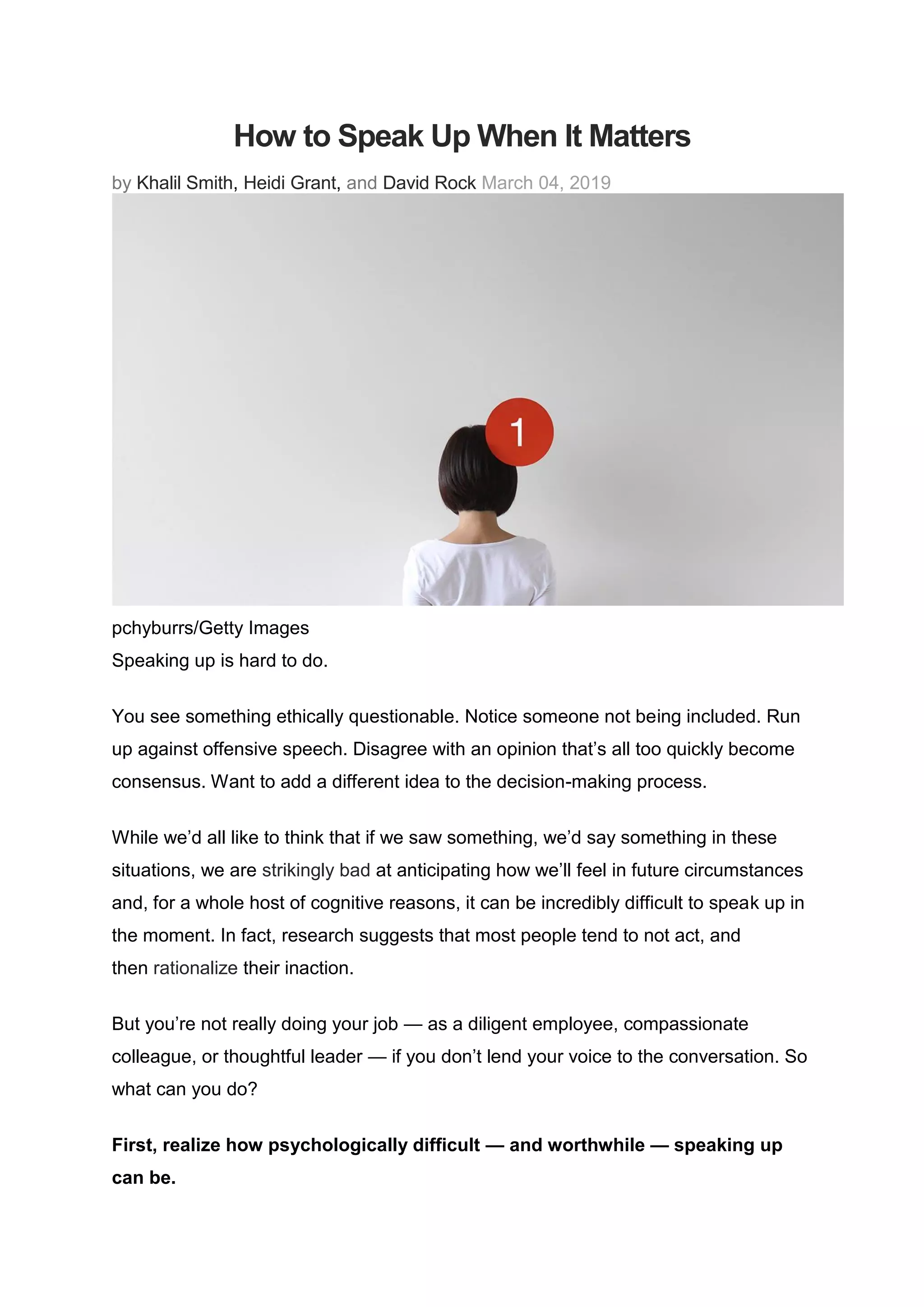 How to speak up when it matters | PDF