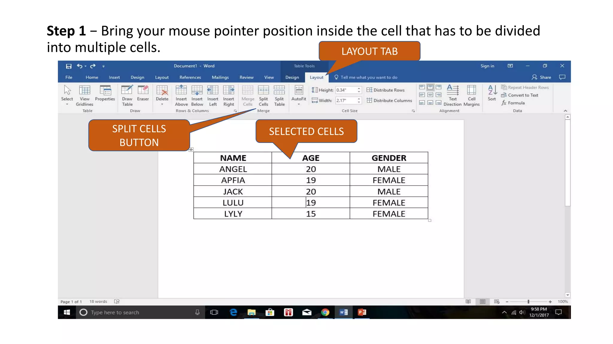 How to split a cell | PPT