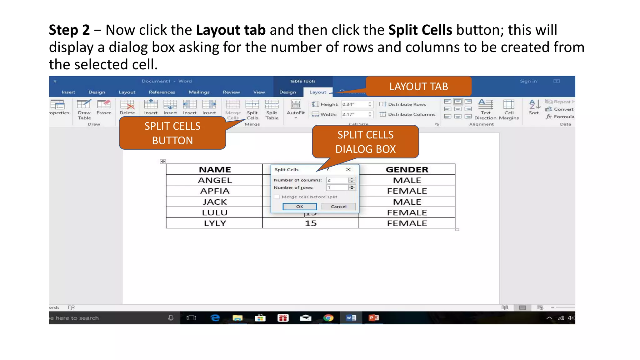 How to split a cell | PPT