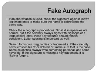 How to Spot a Fake Autograph | PPTX