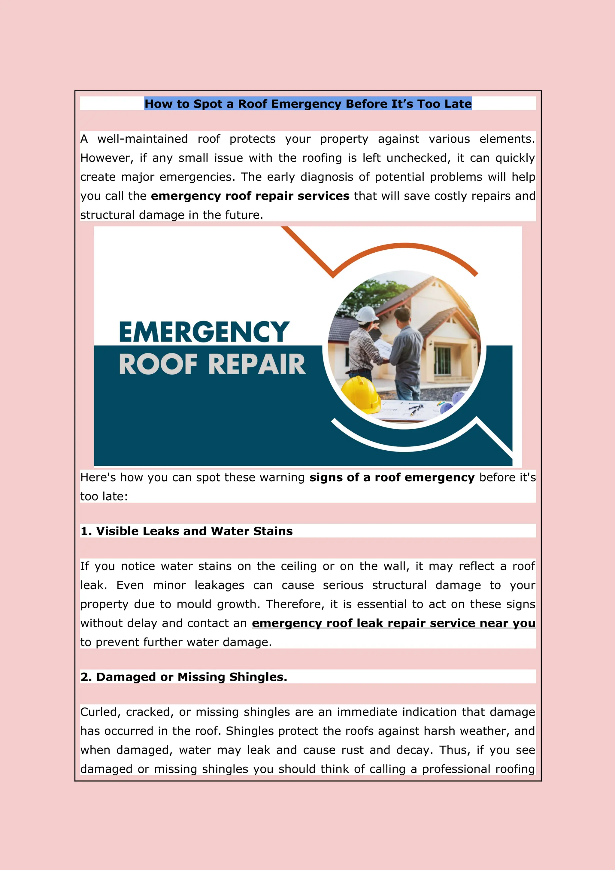 How to Spot a Roof Emergency Before It’s Too Late | DOCX