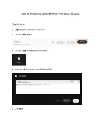WebsiteAlive: Adding AliveChat to SquareSpace | PDF