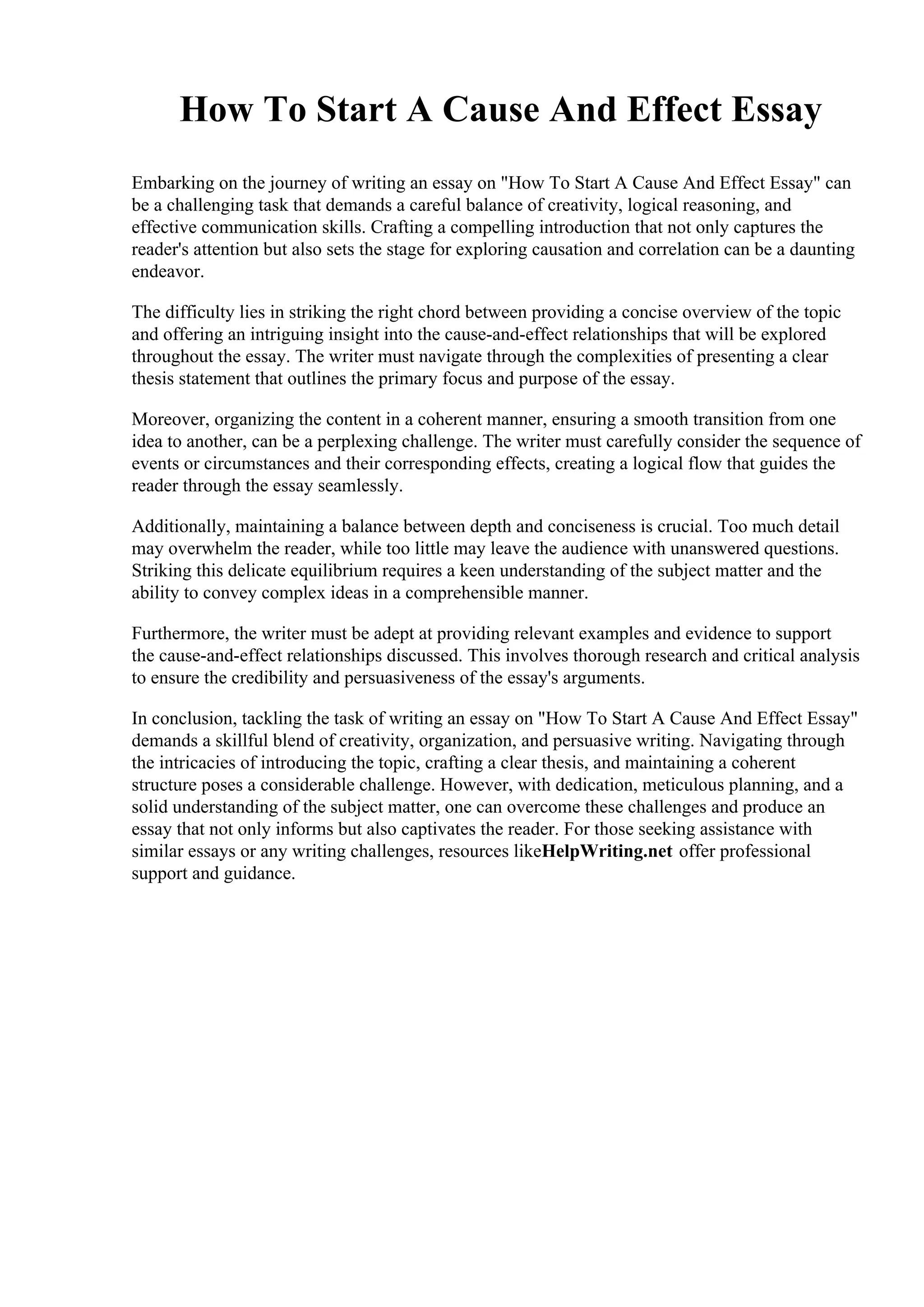 How To Start A Cause And Effect Essay.pdf