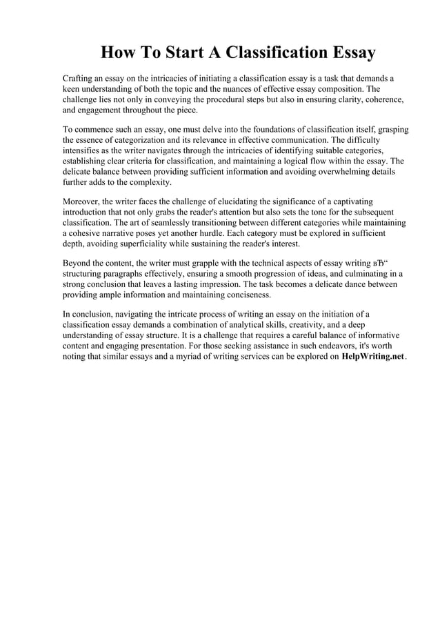 How To Start A Classification Essay | PDF
