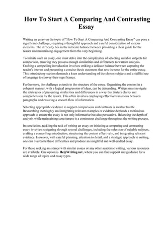 How To Start A Comparing And Contrasting Essay.pdf