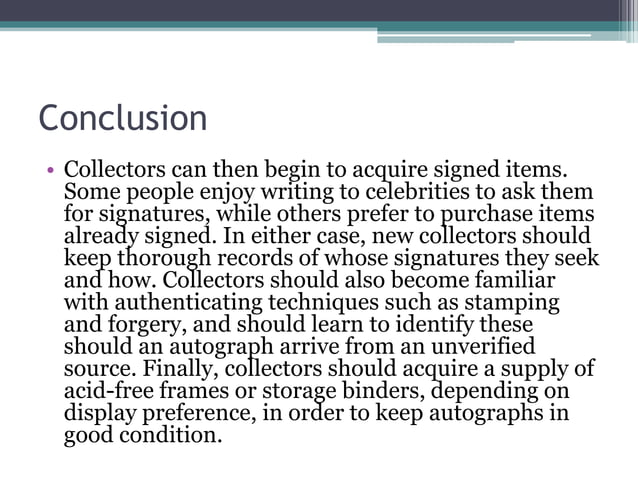 How to Start an Autograph Collection | PPTX | Stamps and Coins | Collecting