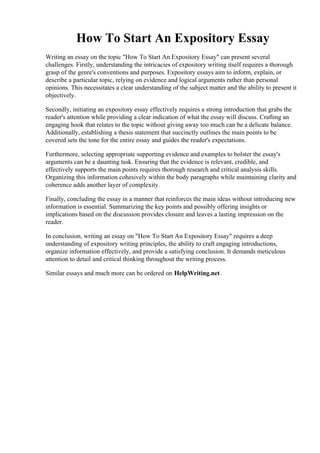 How To Start An Expository Essay | PDF