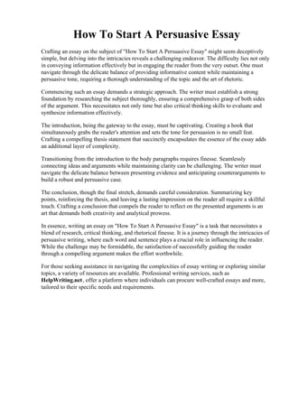 How To Start A Persuasive Essay. Writing paper: Essay persuasive | PDF