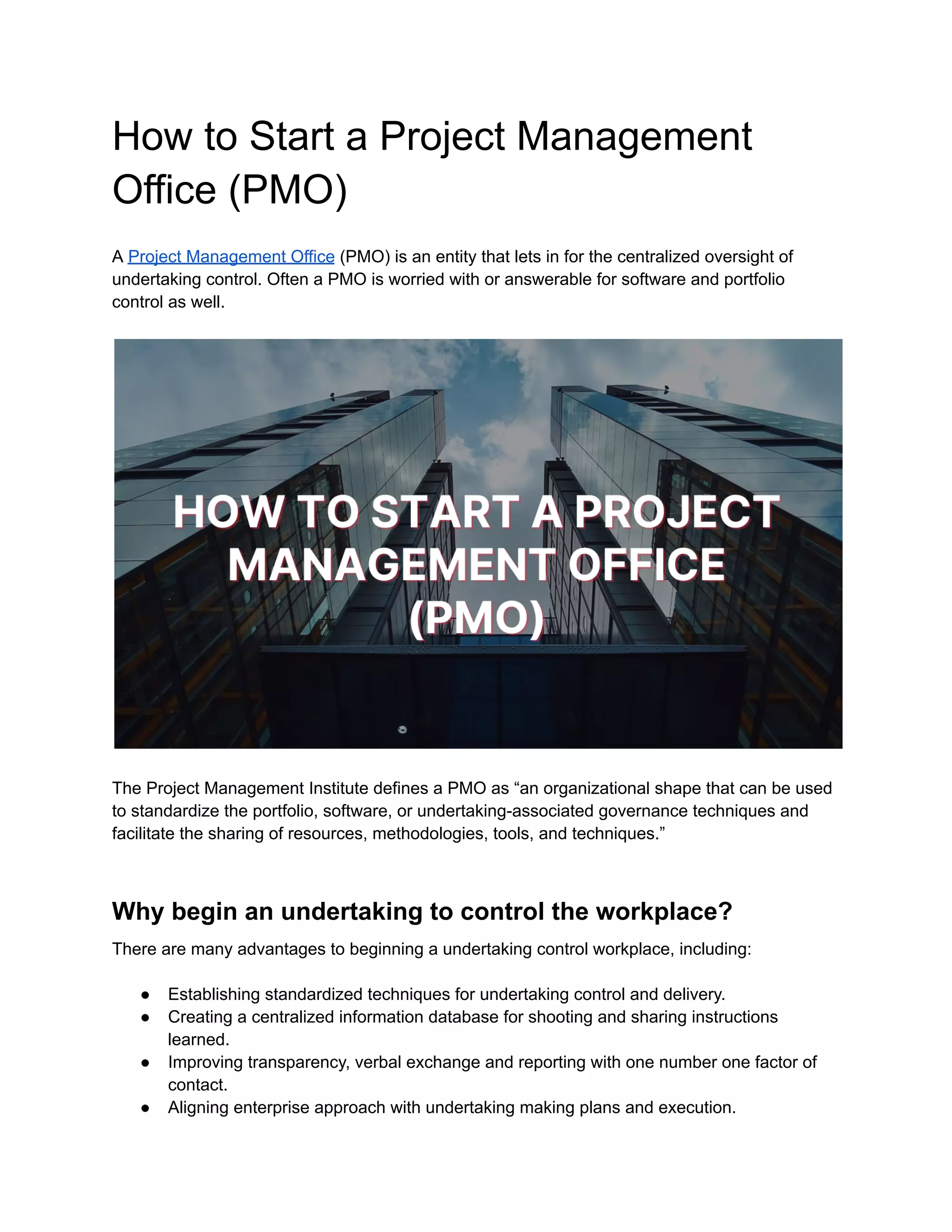 How to Start a Project Management Office (PMO).pdf | Business | Business and Finance