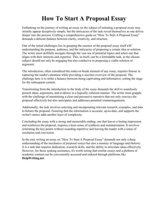 How To Start A Proposal Essay.pdfHow To Start A Proposal Essay | PDF