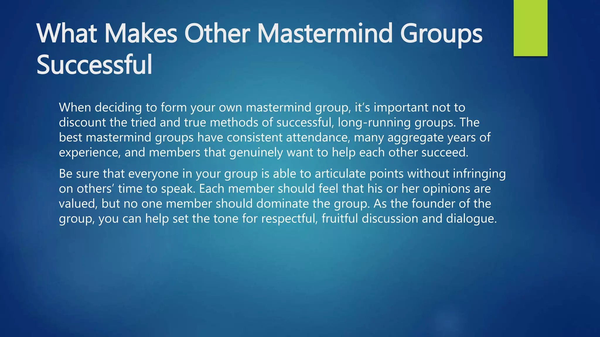 How to Start a Successful Mastermind Group | PPT