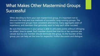 How to Start a Successful Mastermind Group | PPTX