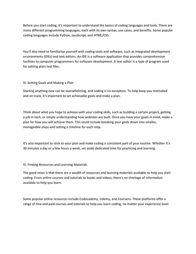 How To Start Coding Pdf